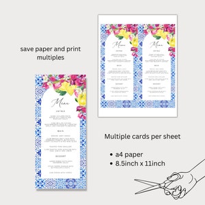 Blue Tiles Greece Menu Bougainvillea Digital Invitation, Italian Lemon ...