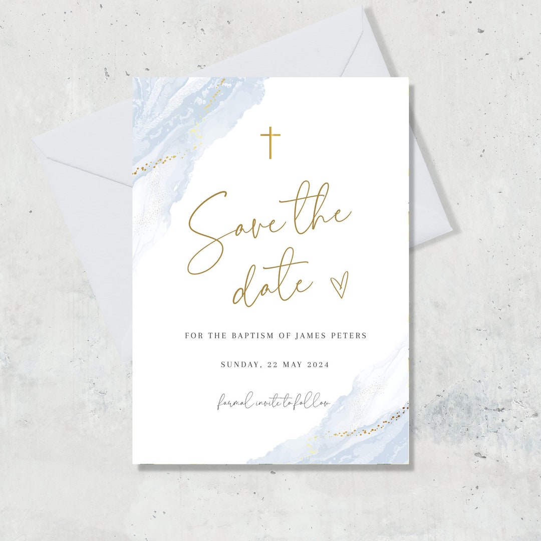 Baptism Invitation Save the Date Template, Save the Date Christening ...