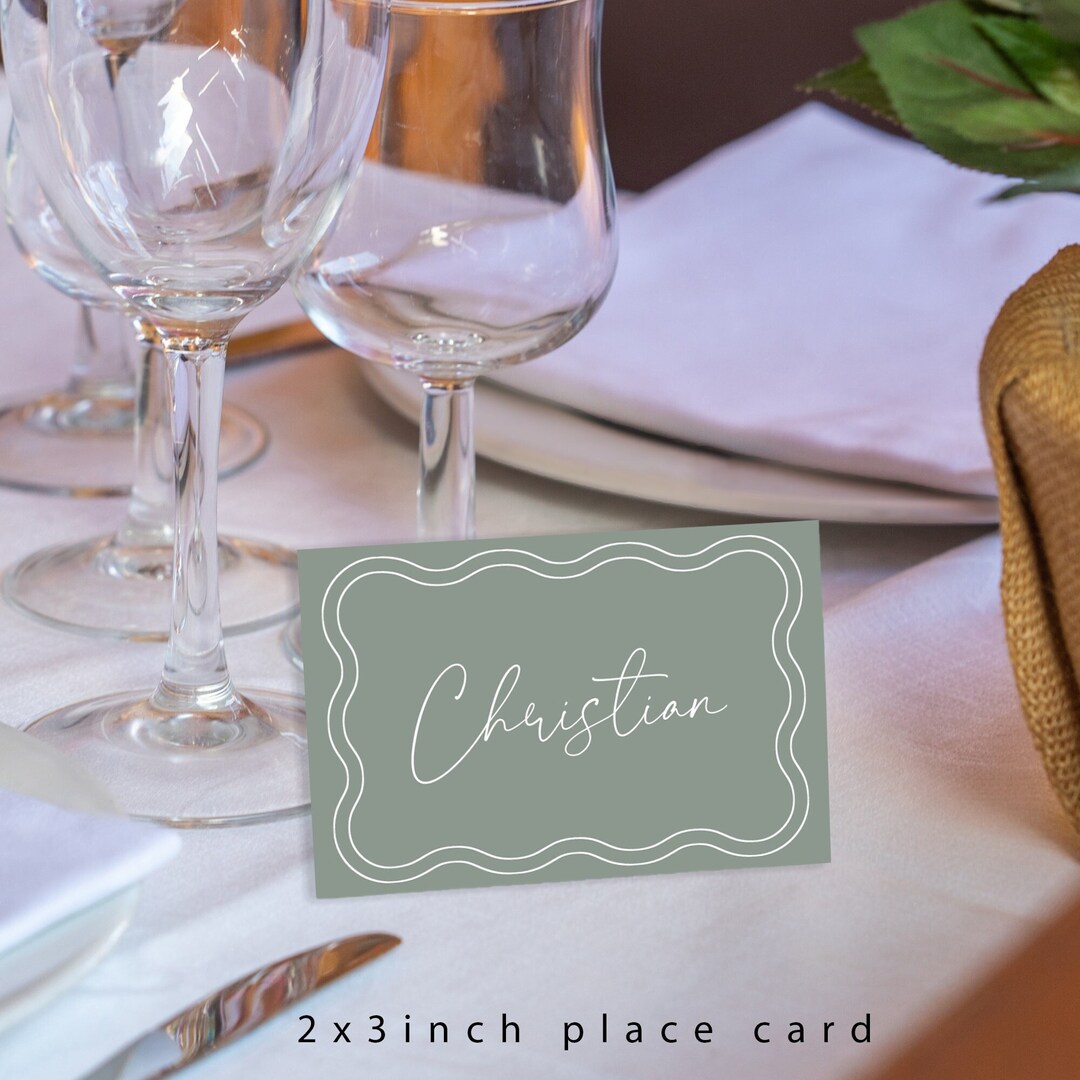Green Place Cards Simple Place Card Escort Card Table Name Cards ...