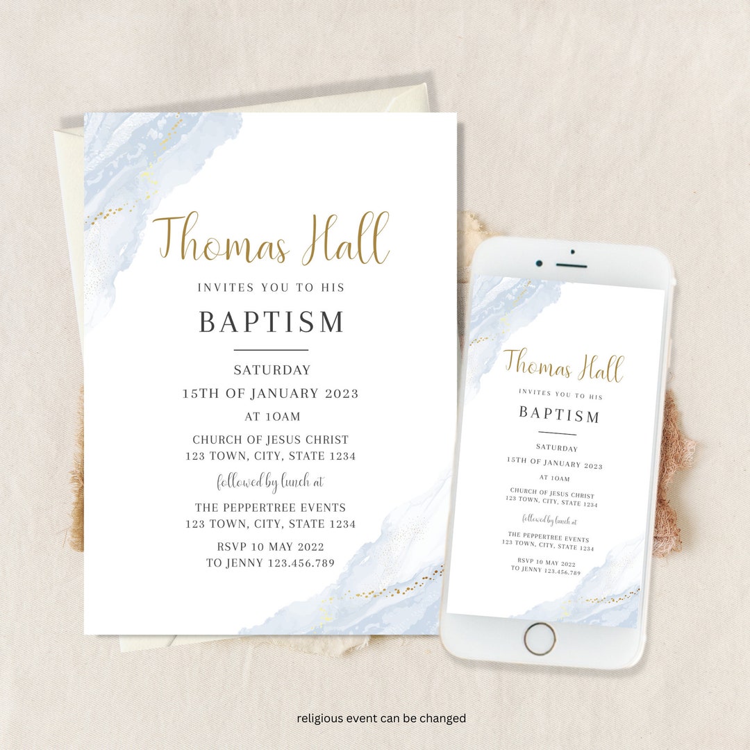 Boy LDS Baptism Invitation, Baptism Invite, Boy Baptism Invitation ...