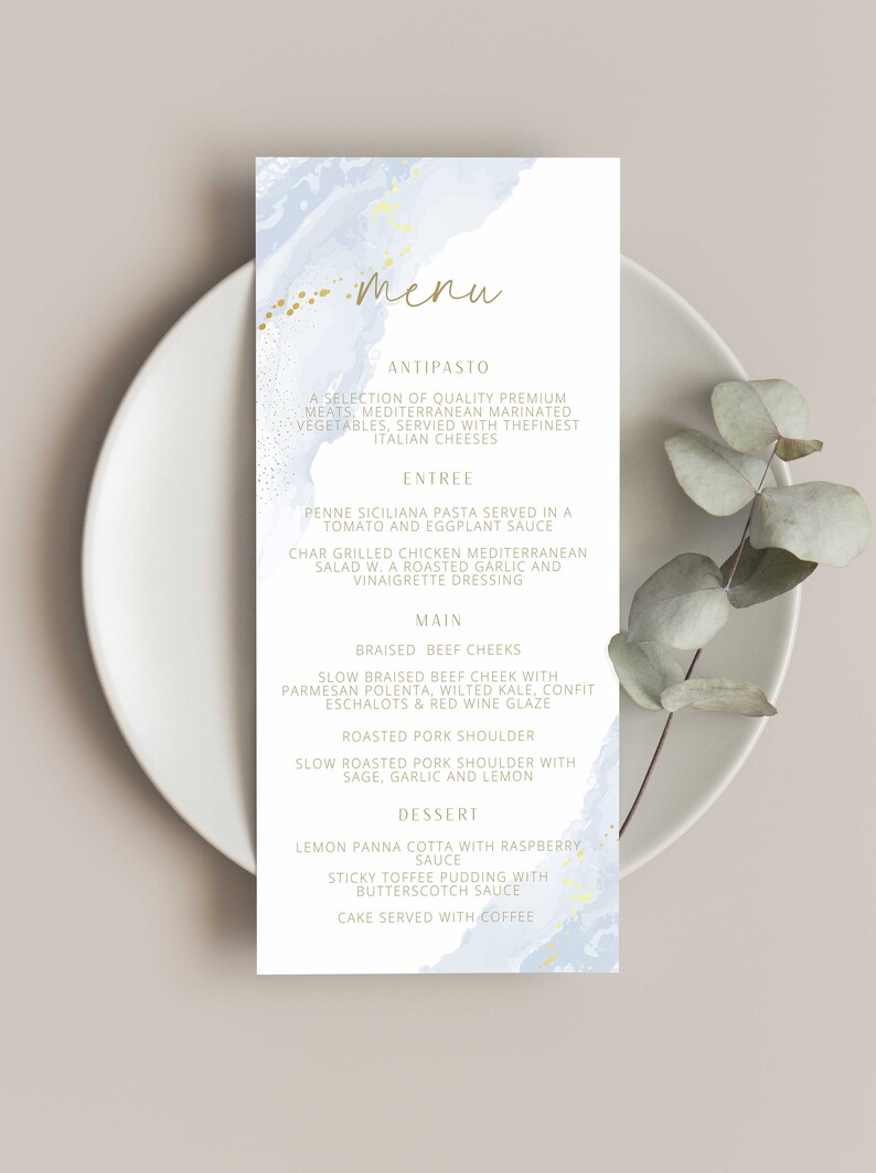 Blue Baptism Menu, Dusty Blue Christening Menu, Religious Menu for ...