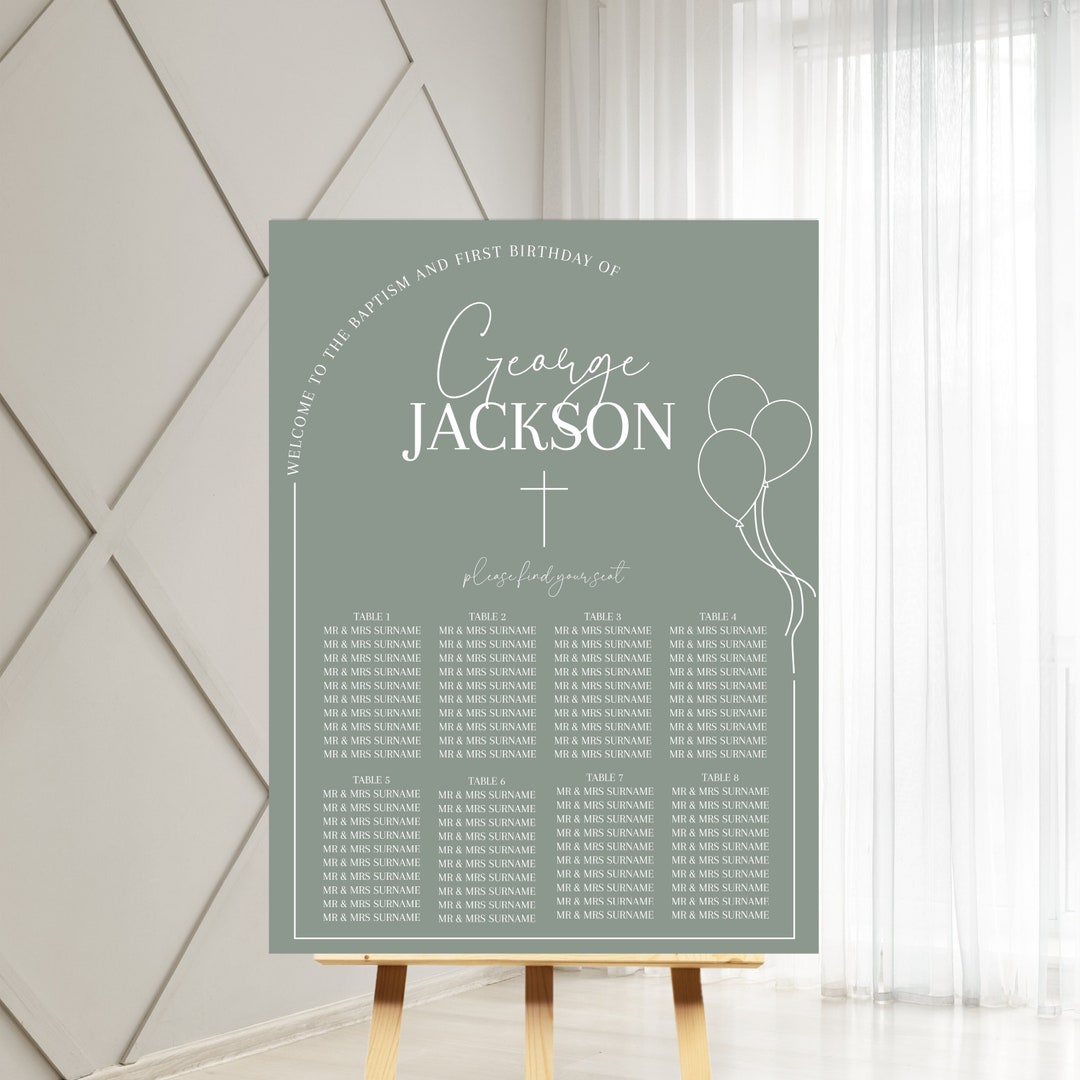 Green Baptism Seating Sign, Green Baptism Welcome Sign Poster, Green ...