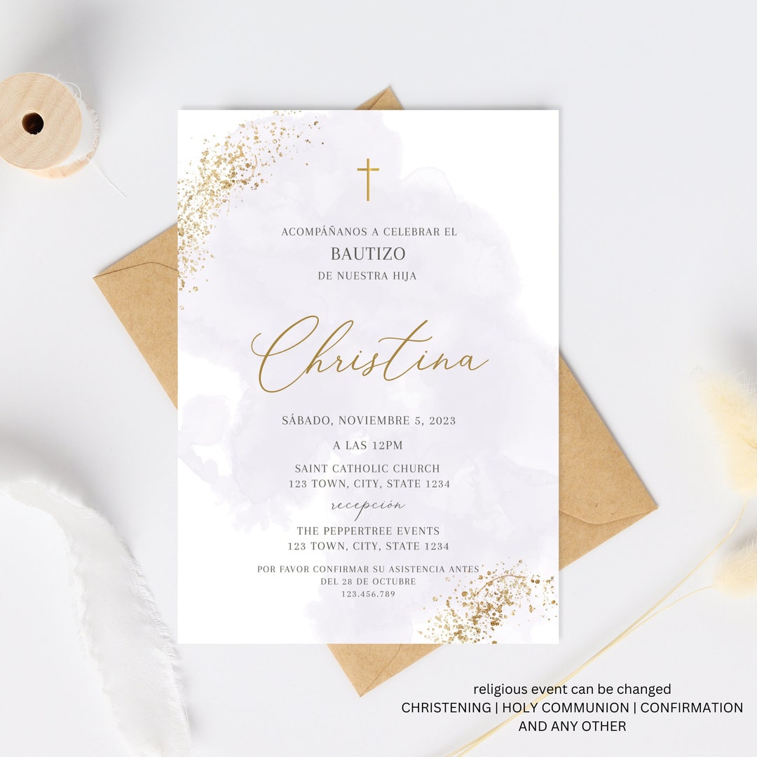 Invitacion De Bautizo, Bautizo Invitation in Spanish, Invitaciones ...