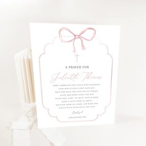 Pink Baptism Prayer Sign Template, Pink Prayer Sign for Girl, Printable ...