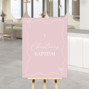 Pink Baptism Welcome Sign, Printable Baptism Poster , Pink Christening ...