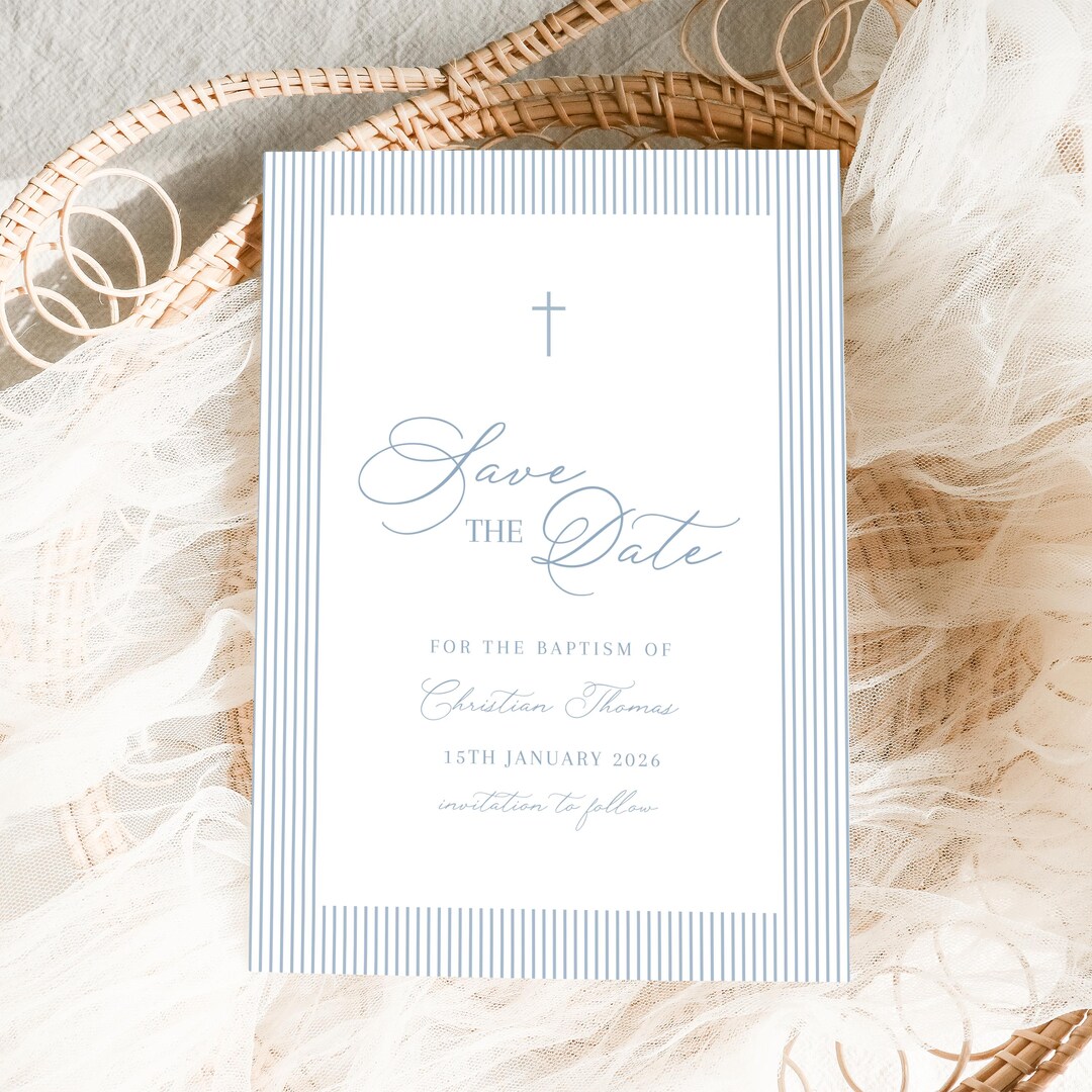 Baptism Invitation Save the Date Template, Save the Date Christening ...