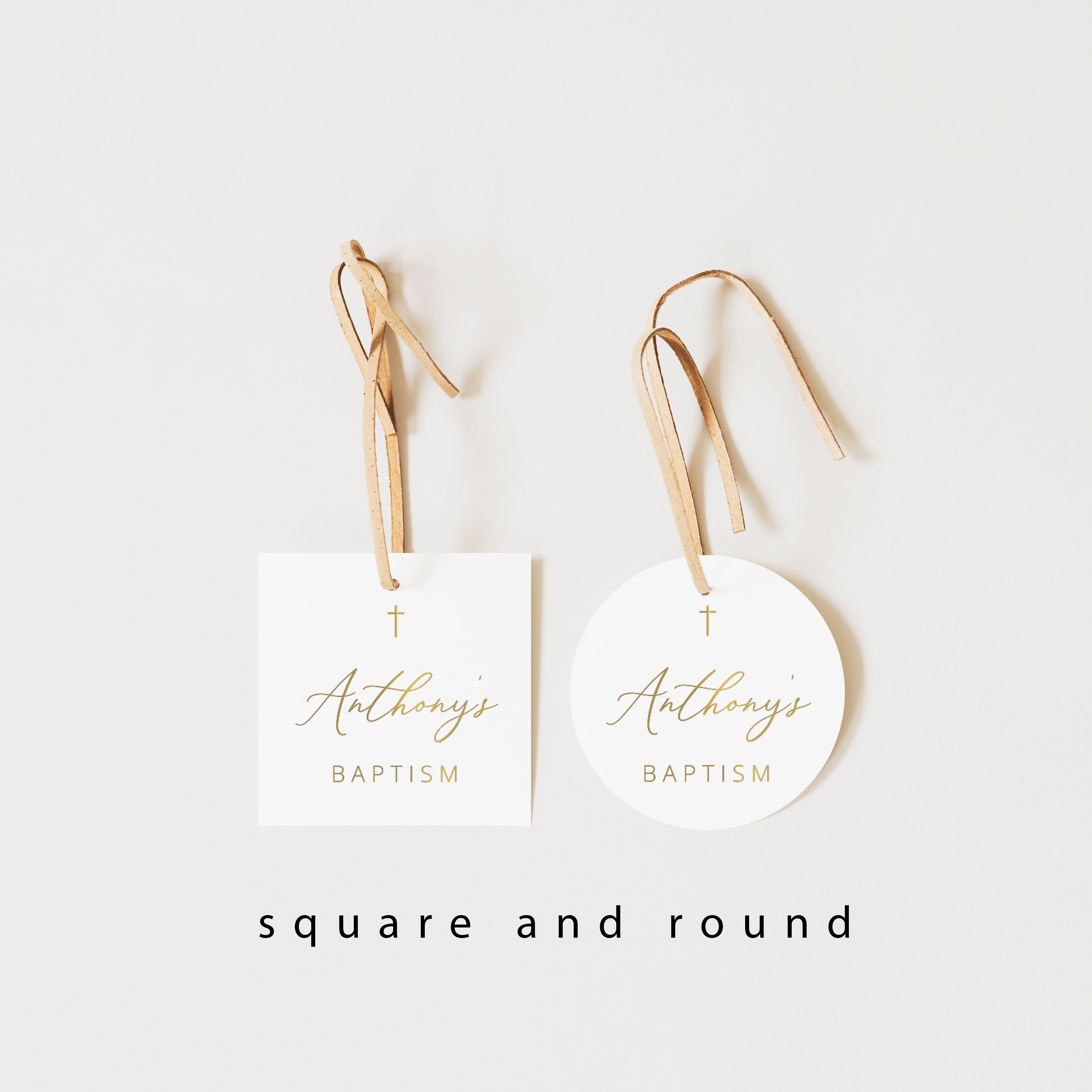 Gold Baptism Sticker Template Modern Thank You Tag Gold - Etsy