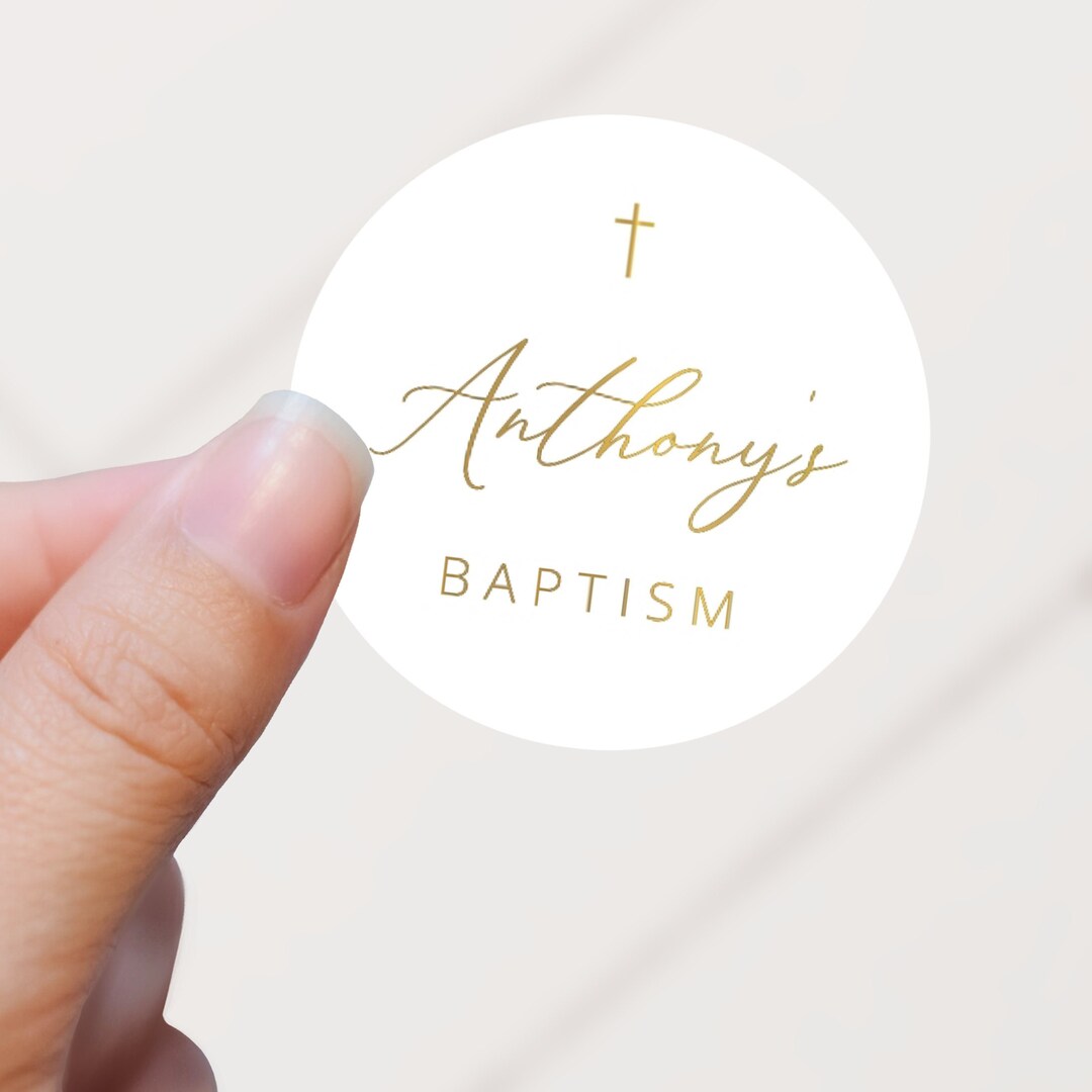 Gold Baptism Sticker Template, Modern Thank You Tag, Gold, Thank You ...