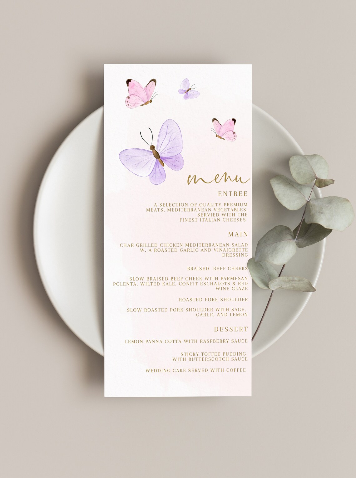 Butterfly Menu Template Add Guest Names Modern Wedding Place - Etsy
