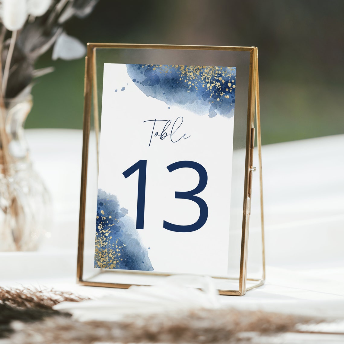 Navy Blue Modern Printable Table Number , Simple Number, Table ...