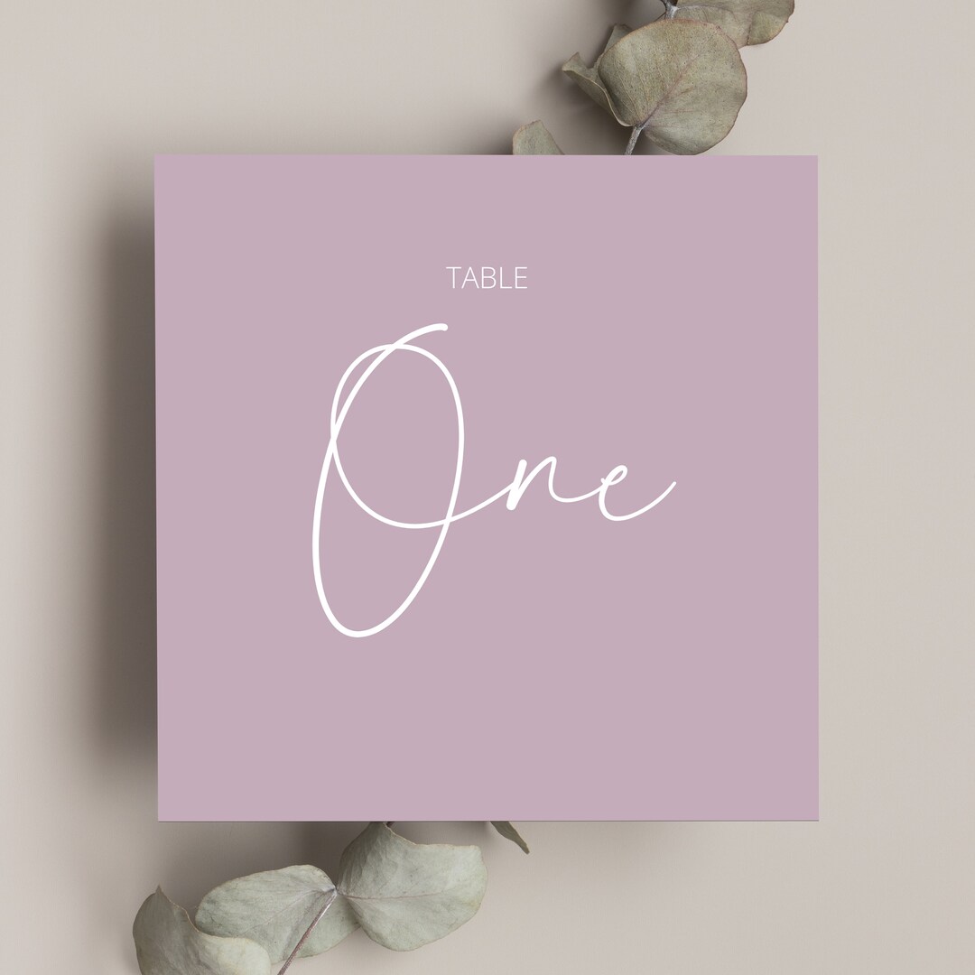Dusty Purple Printable Table Number , Simple Number, Table Decorations ...