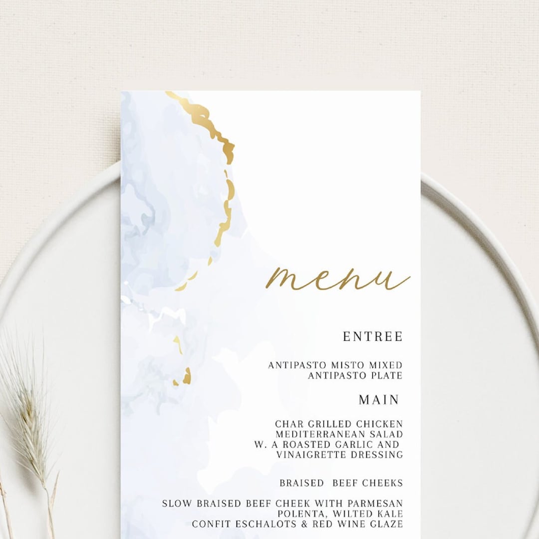 Blue Baptism Menu, Dusty Blue Christening Menu, Religious Menu for ...