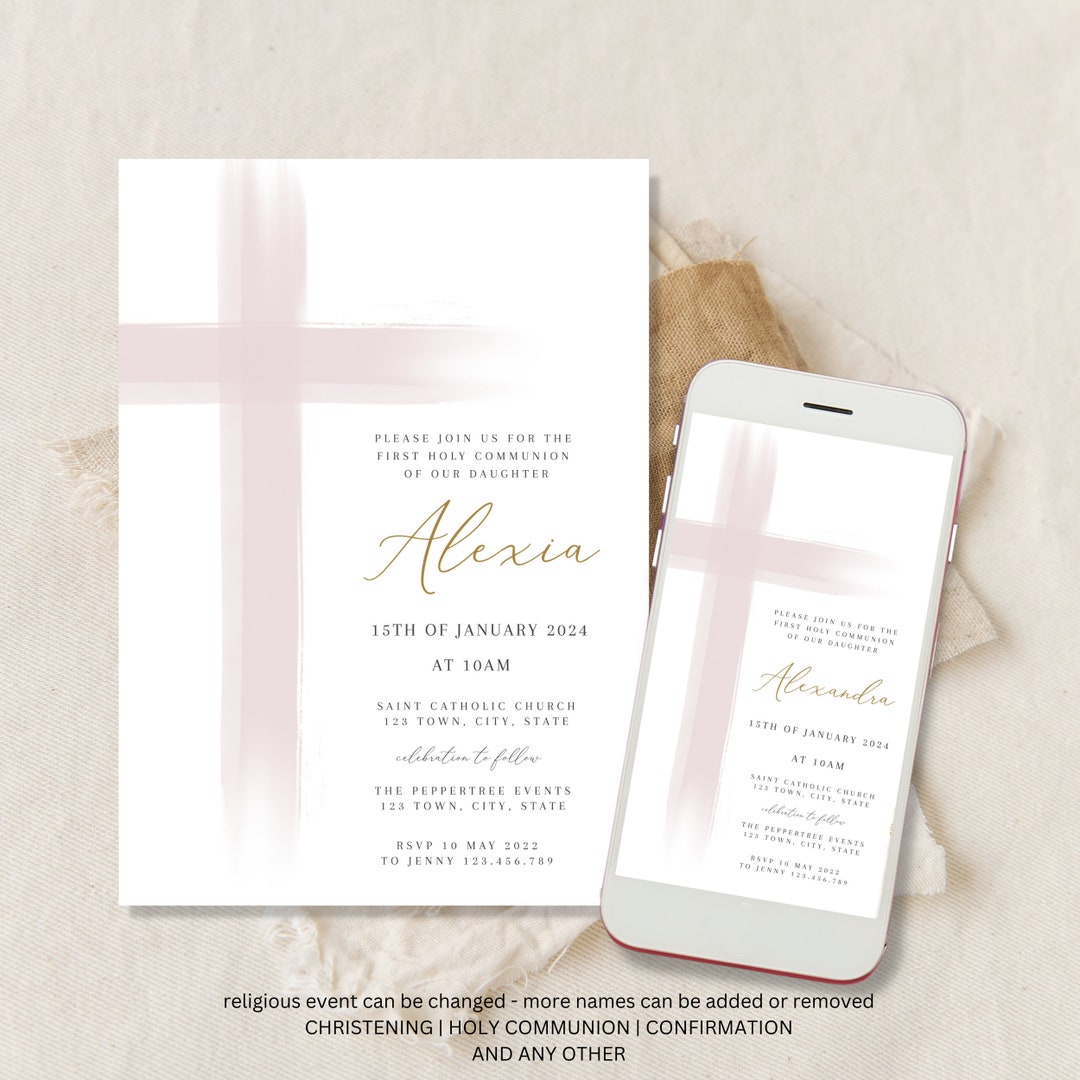 First Holy Communion Invitation Girl, Girls Communion Invitation ...