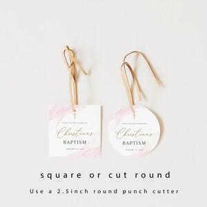 Pink Baptism Favor Tag Template, Thank You Tag, Sticker Favor Tag ...
