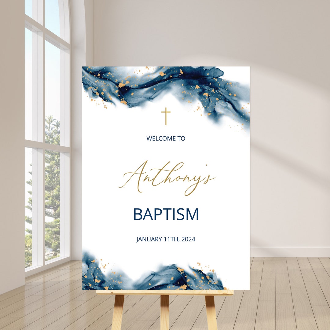 Navy Blue WELCOME POSTER Baptism, Welcome Poster Holy Communion ...