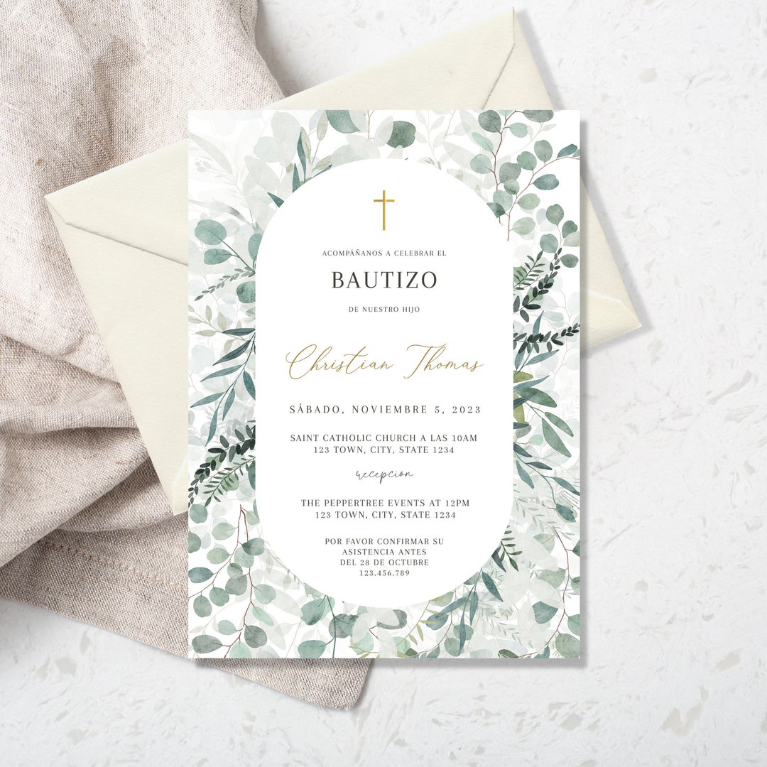 Invitacion De Bautizo, Bautizo Invitation in Spanish, Invitaciones ...