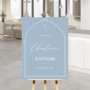 Blue Baptism Welcome Sign Poster, Blue Christening Welcome Sign ...