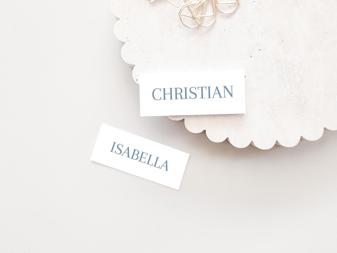 Blue Place Cards Template, Dusty Blue Place Cards, Editable Place Cards ...
