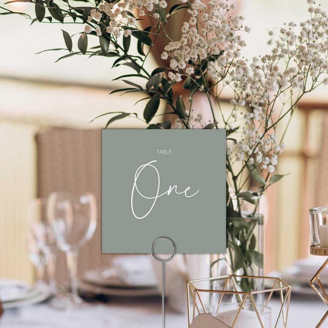 Eucalyptus Green Printable Table Number , Simple Number, Table ...