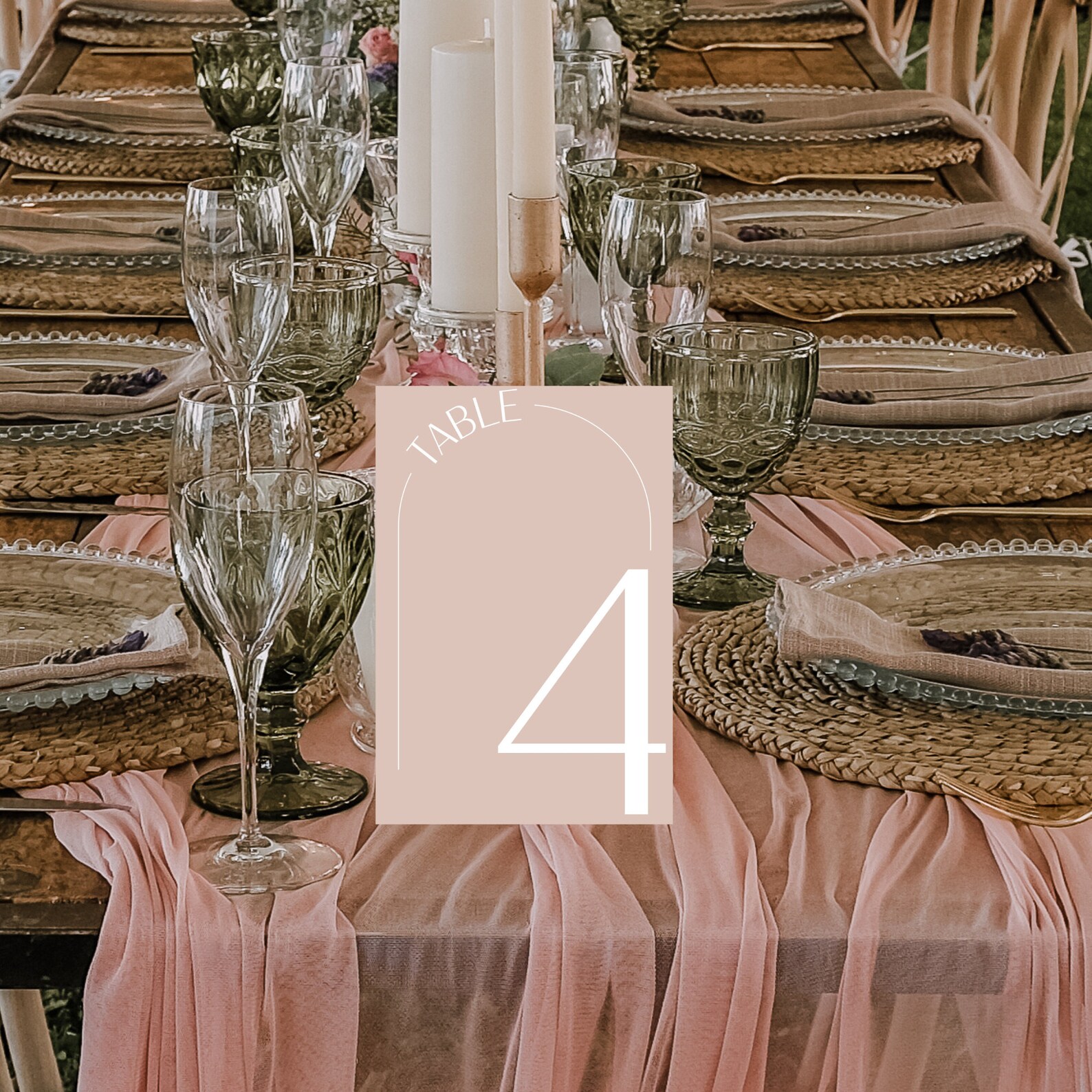 Dusty Pink Modern Printable Table Number , Simple Number, Table ...