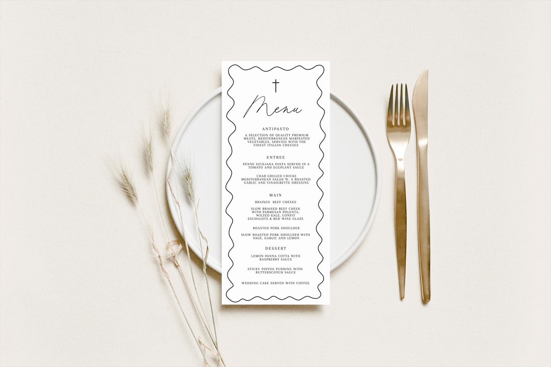 Wave Baptism Menu, Whimsical Christening Menu, Religious Menu for ...