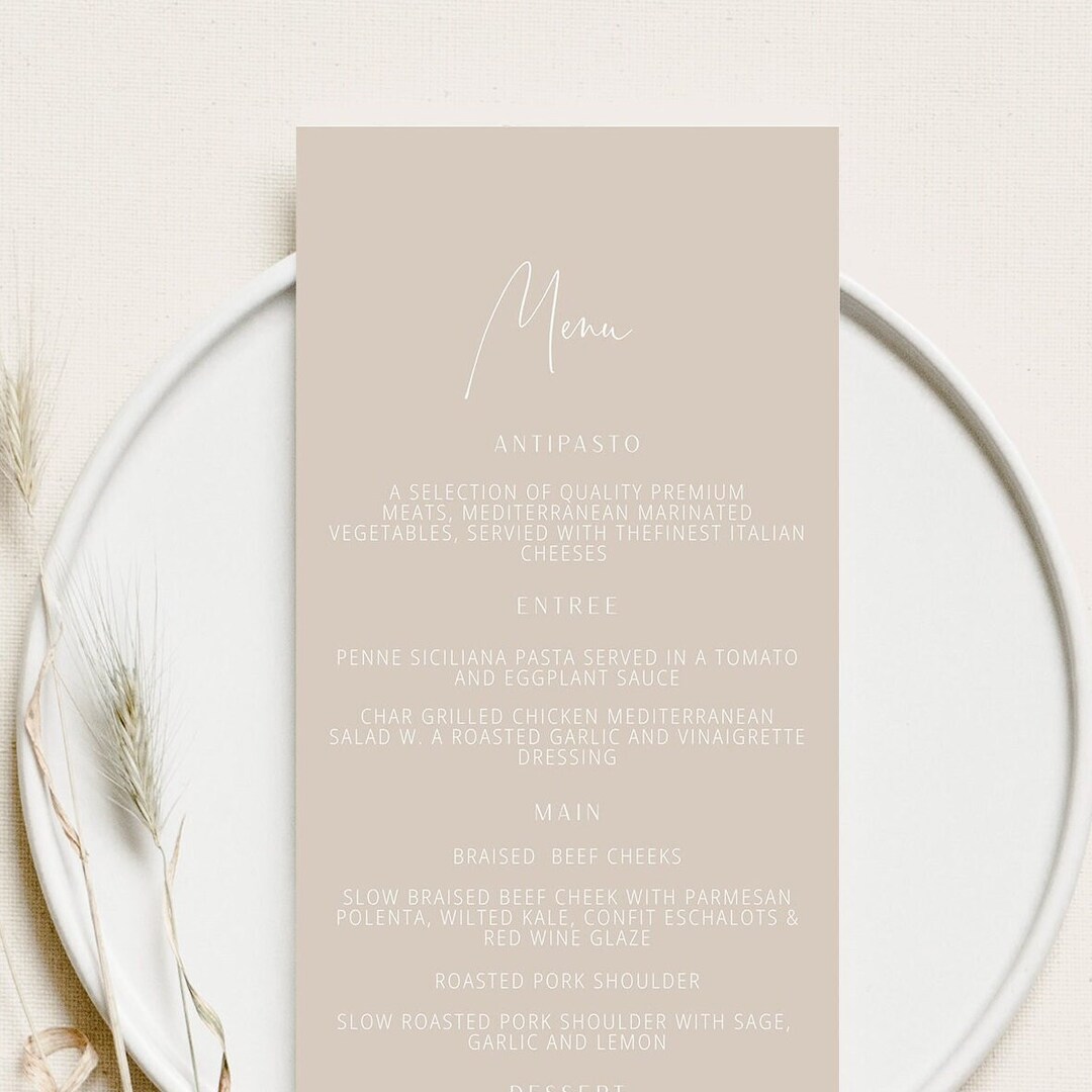 Almond Menu Template, Boy Baptism Menu, Girl Modern Menu Printable ...