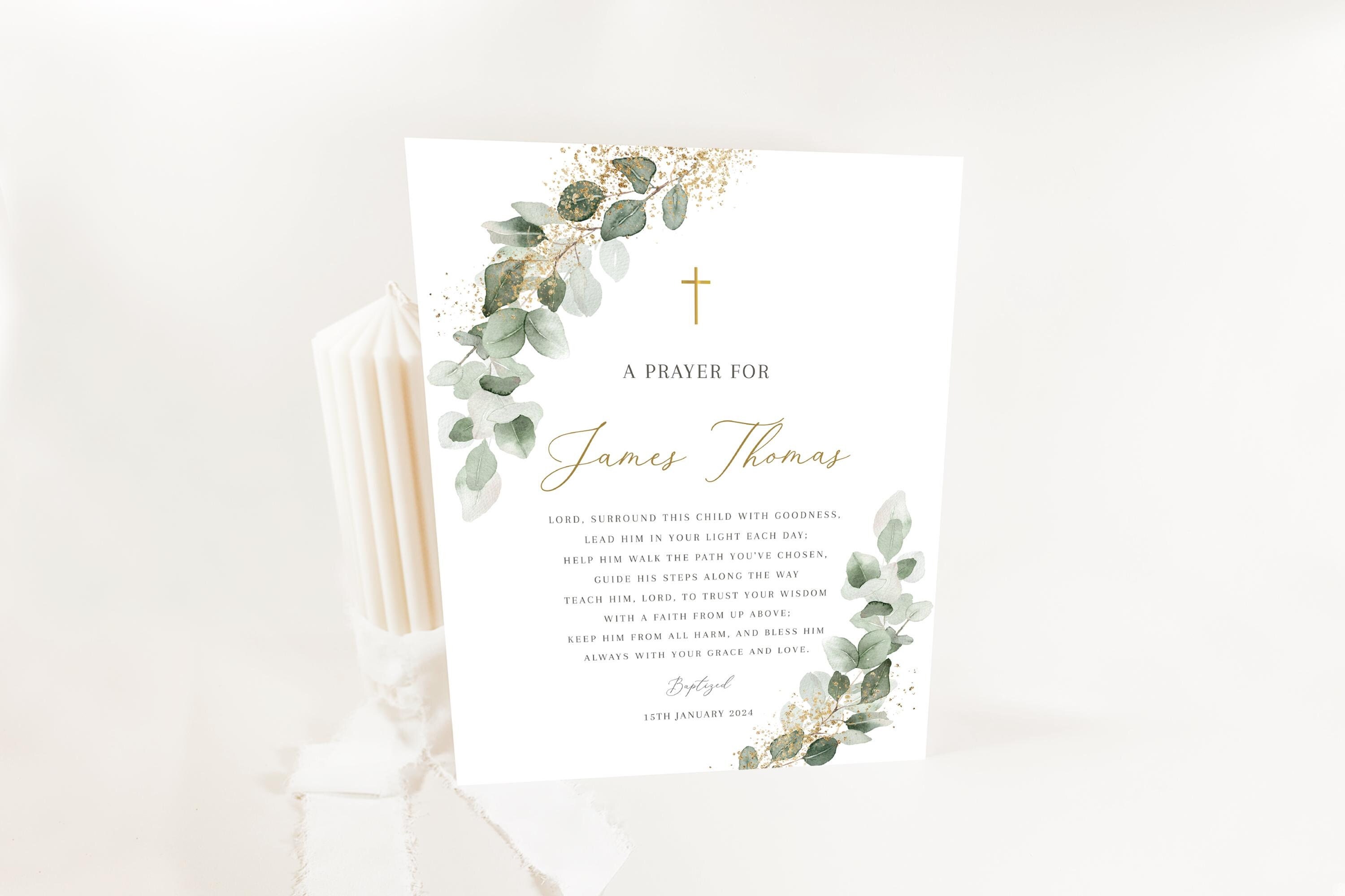 Baptism Prayer Sign, Greenery Baptism Prayer Sign, Catholic Prayer Sign ...