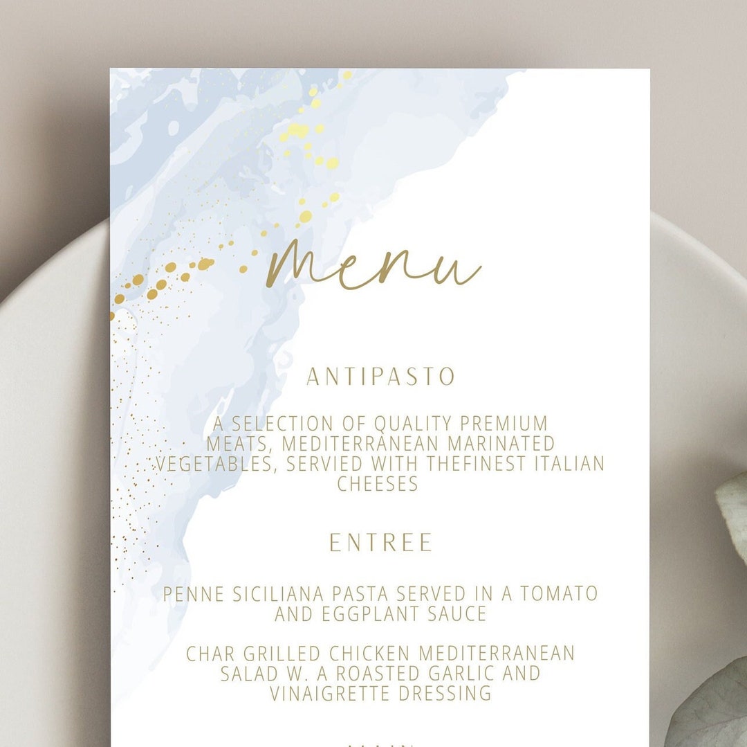 Blue Baptism Menu, Dusty Blue Christening Menu, Religious Menu for ...