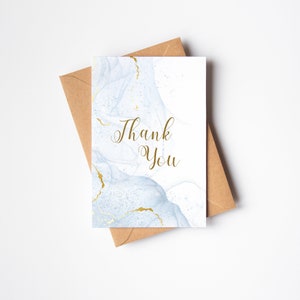 Thank You Note Card, Blue Thank You Card Template, Printable, Editable ...