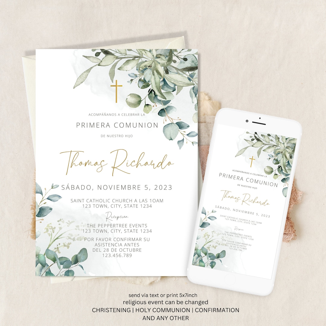 Invitacion a La PRIMERA COMUNION, Primera Comunion Invitation in ...