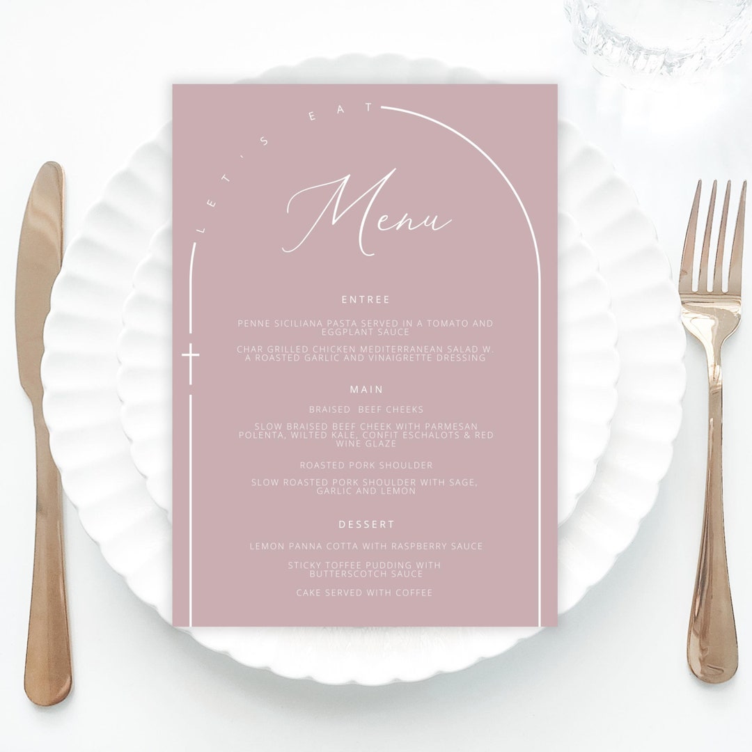 Pink Baptism Menu, Dusty Pink Christening Menu, Religious Menu for ...