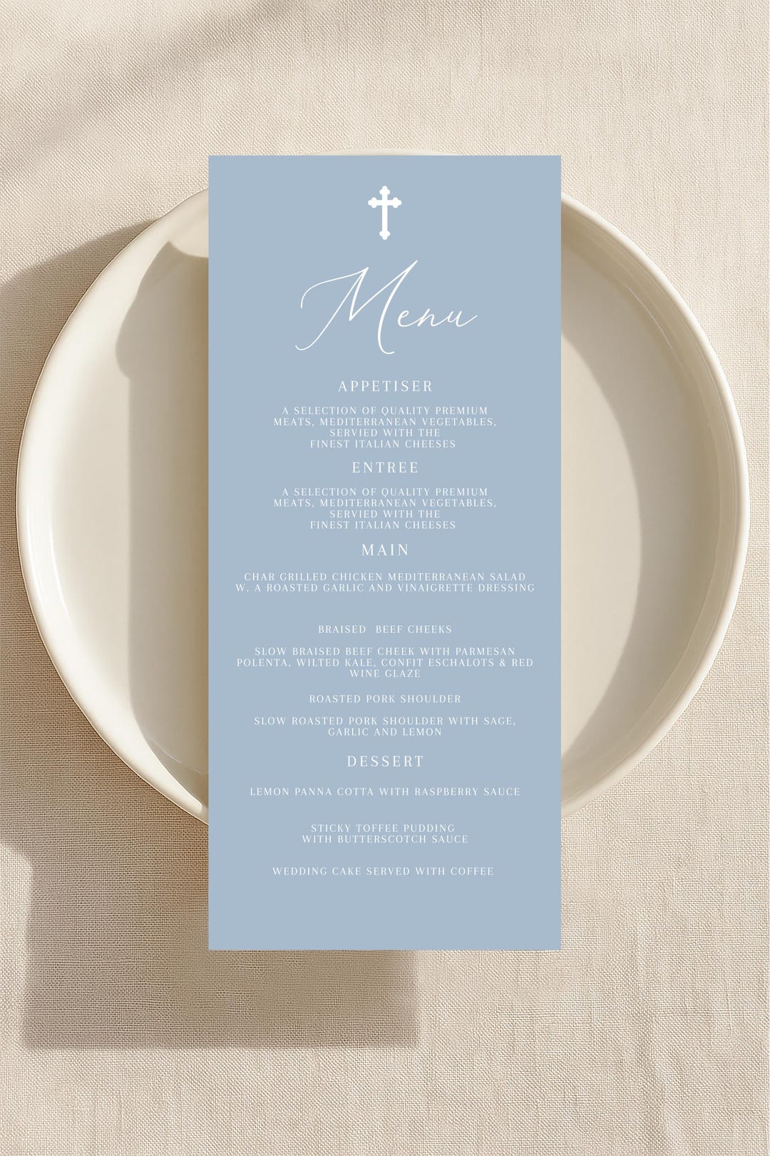 Blue Orthodox Christening Menu Template, Dusty Blue Menu, Blue ...