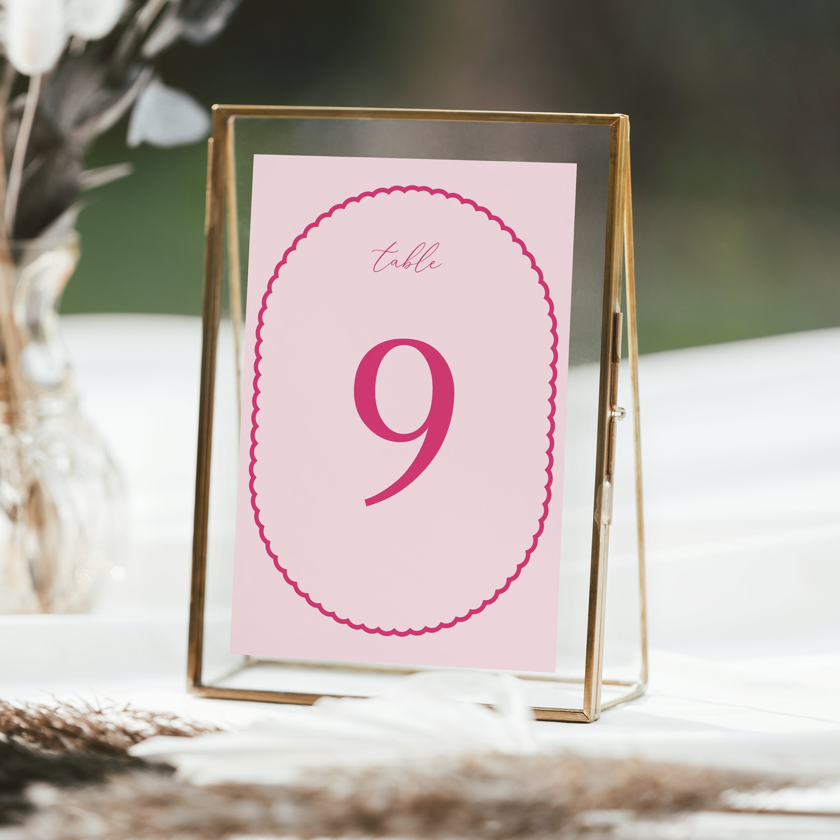 Pink Table Number Template, Printable, Wedding, Script, Modern Elegant ...