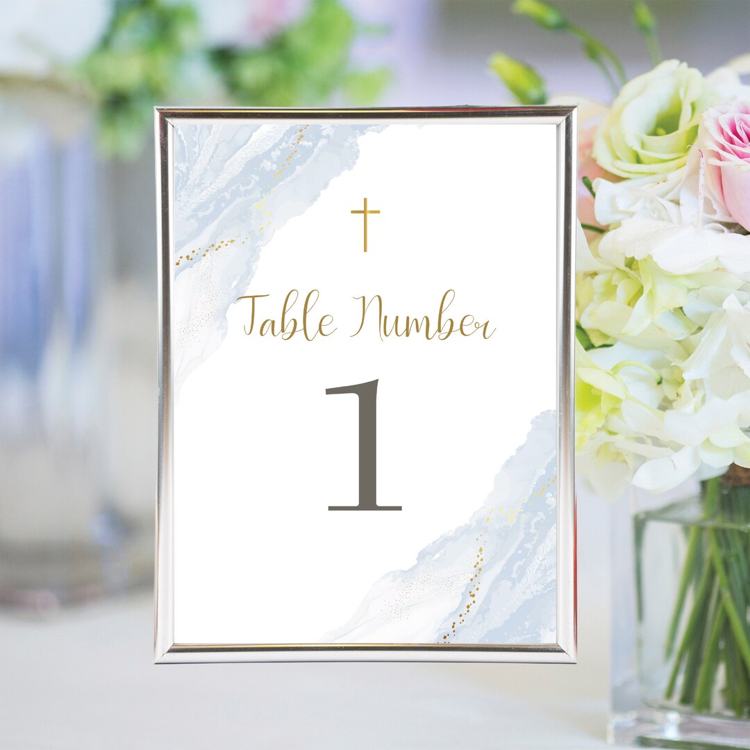 Blue Table Number Template, Printable, Wedding, Script, Modern ...