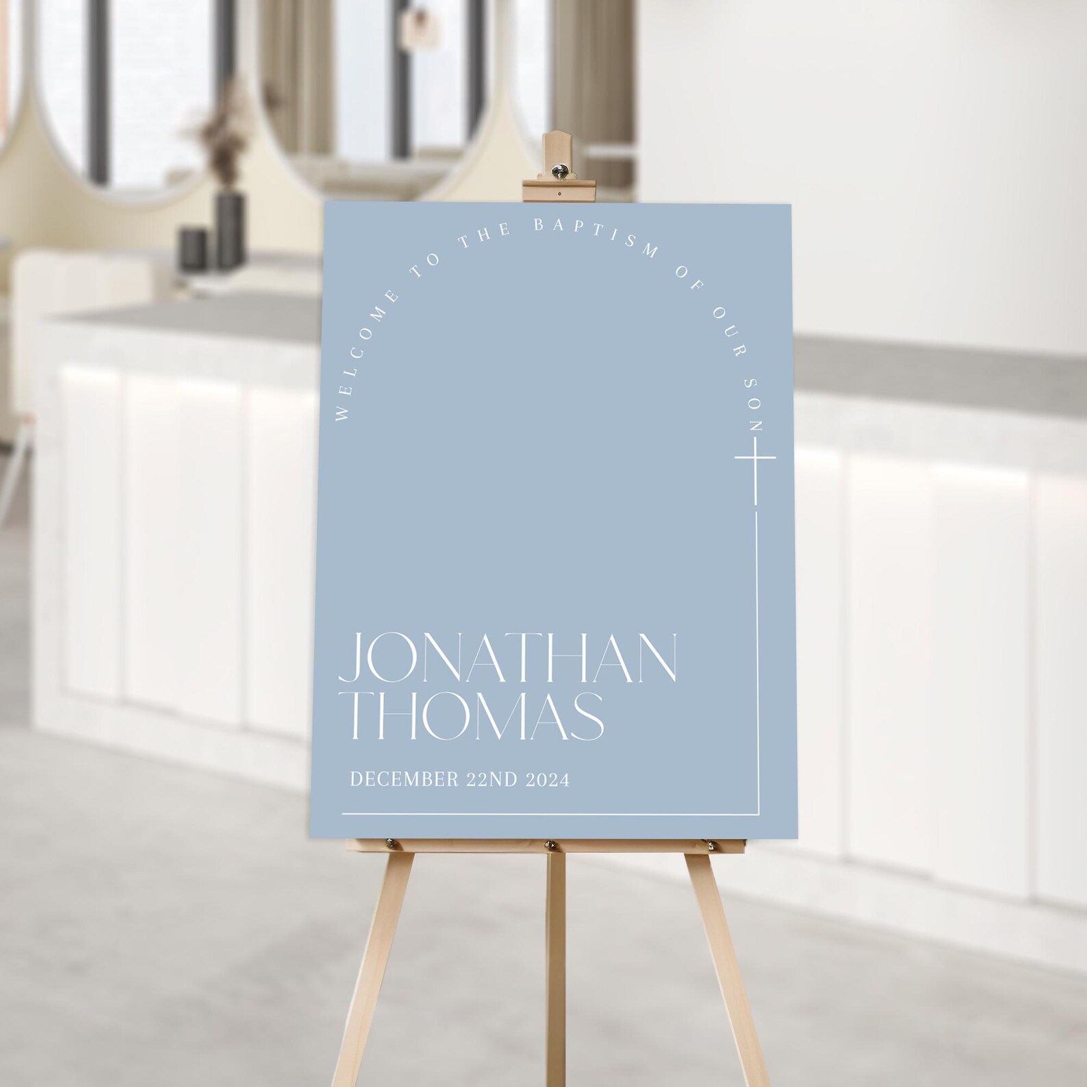 Dusty Blue WELCOME POSTER Editable Arch Baptism Welcome Poster / Holy ...