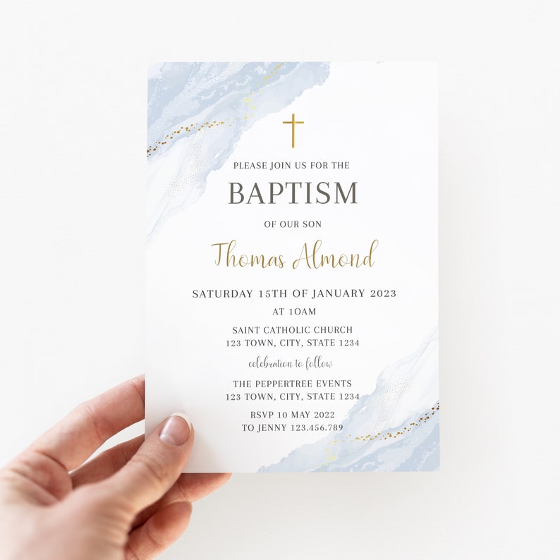 Modern Christening Invitation Boy Baptism Invitation - Etsy