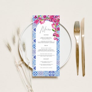 Blue Tiles Greece Menu Bougainvillea Digital Menu, Santorini Theme ...