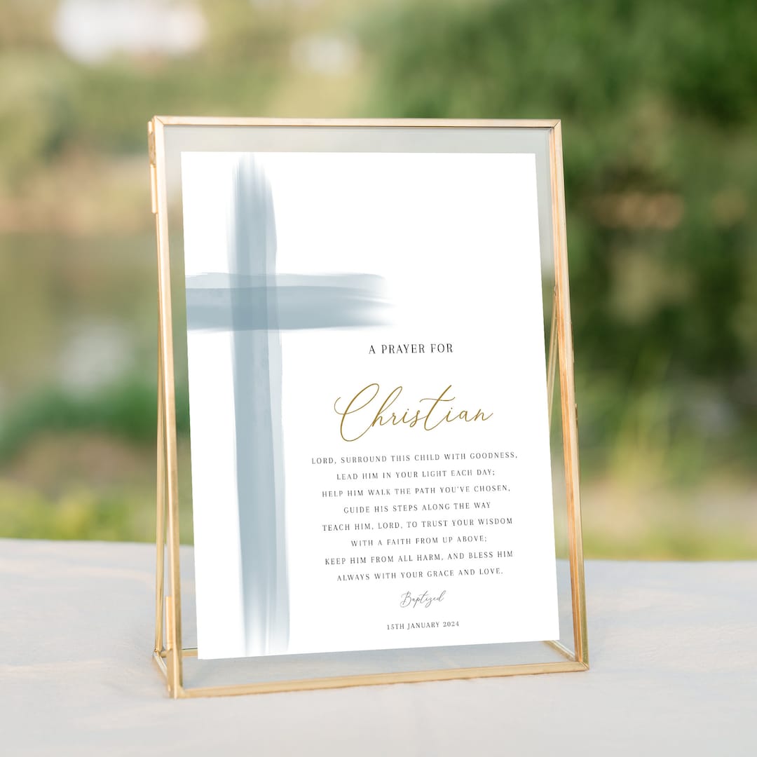 Baptism Prayer Sign for a Boy INSTANT DOWNLOAD Personalized Prayer for ...