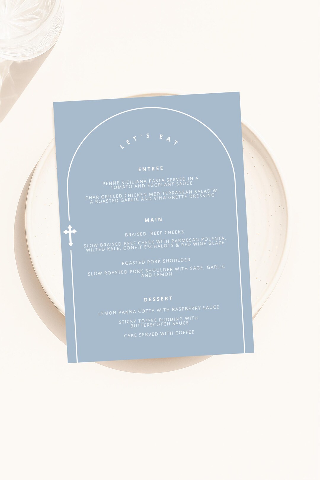 Blue Orthodox Christening Menu Template, Dusty Blue Menu, Blue ...