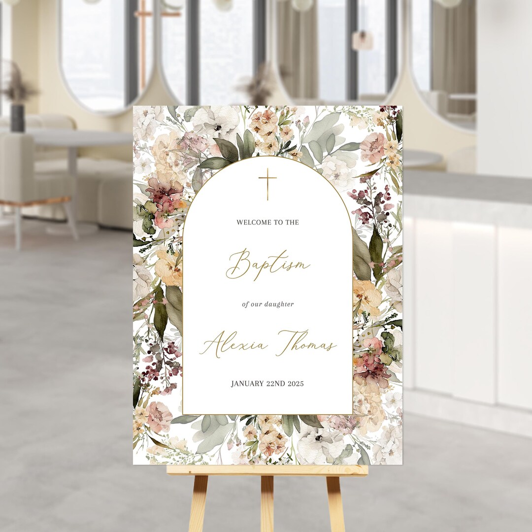 Fall Baptism Welcome Sign Template, Girl Baptism Welcome Sign, Baptism ...