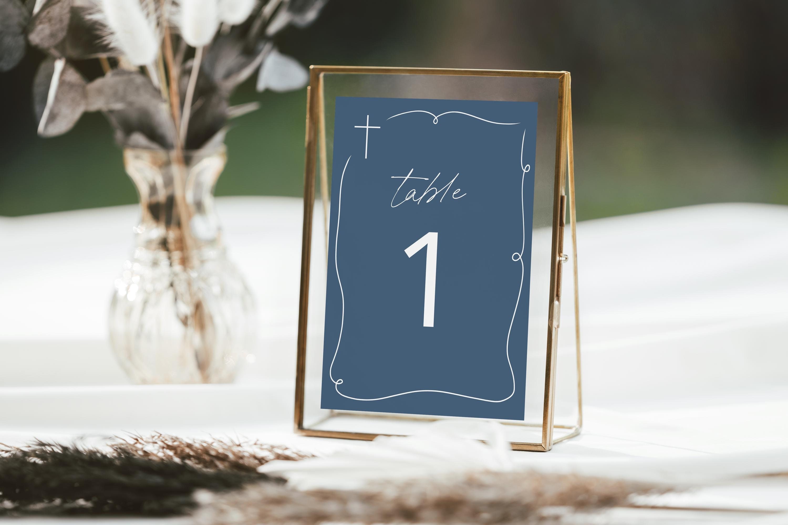 NAVY Blue Modern Printable Table Number , Simple Number, Table ...