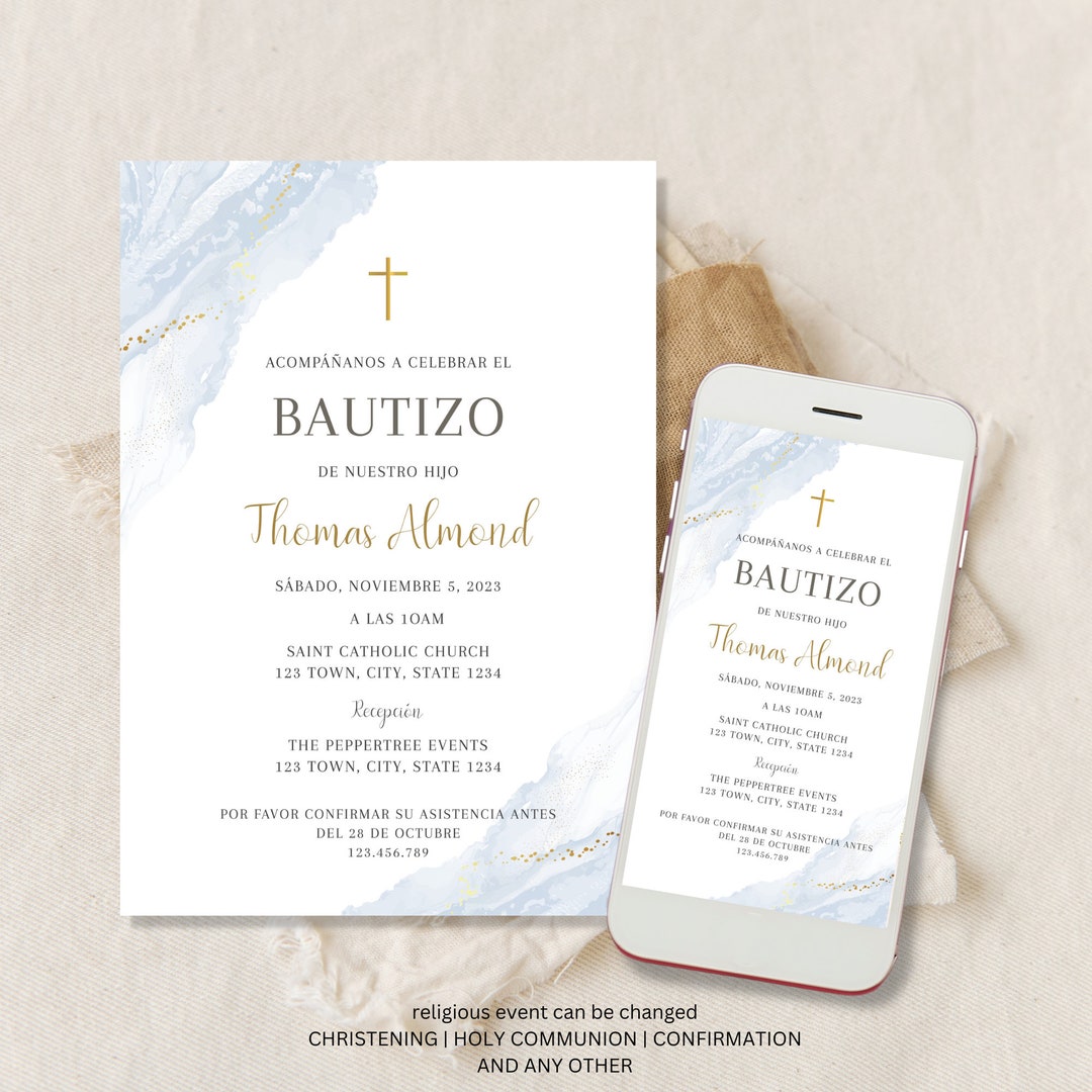Invitacion De Bautizo, Bautizo Invitation in Spanish, Invitaciones ...
