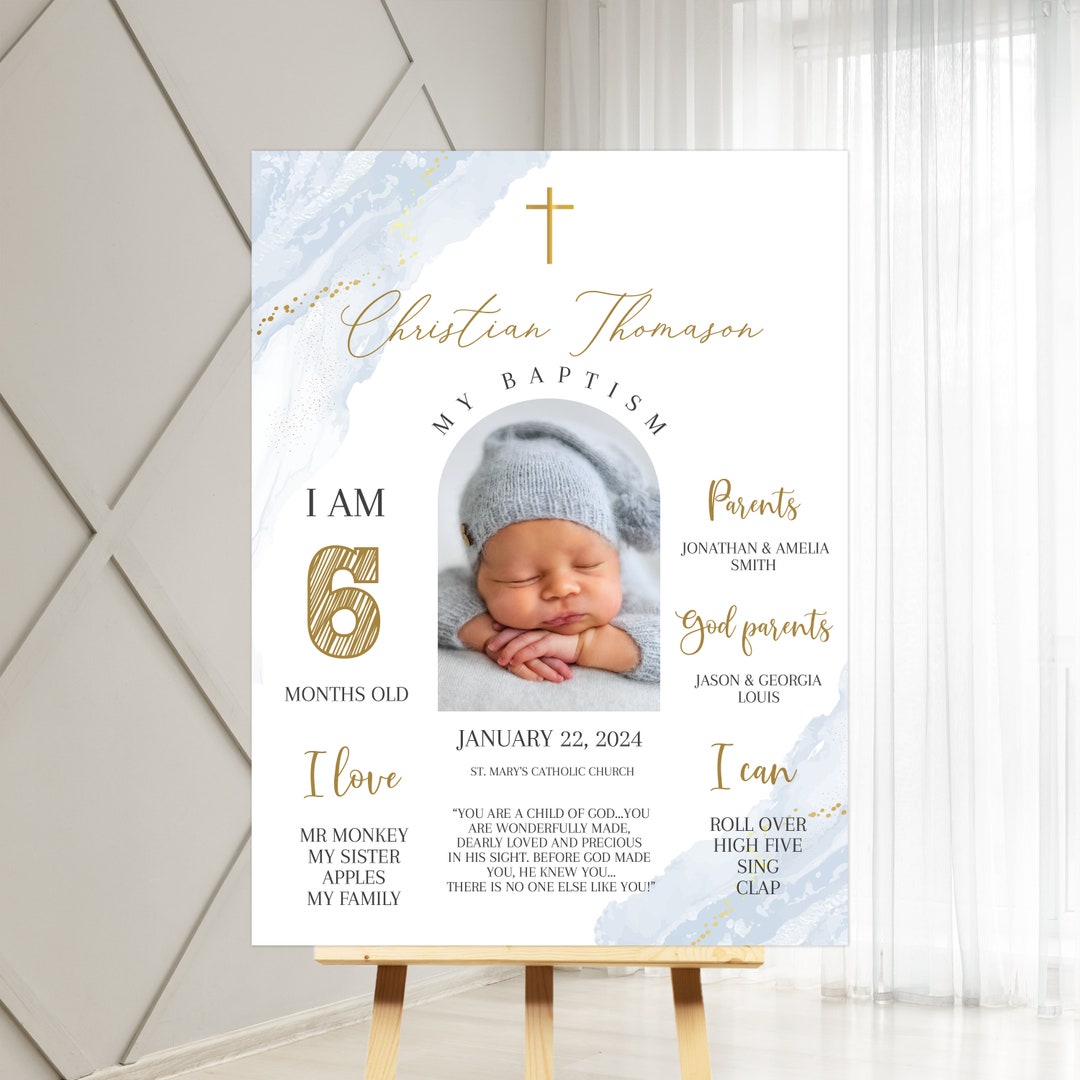 Blue Baptism Chalkboard Sign, Boy Baptism Milestone, Baptism Printable ...