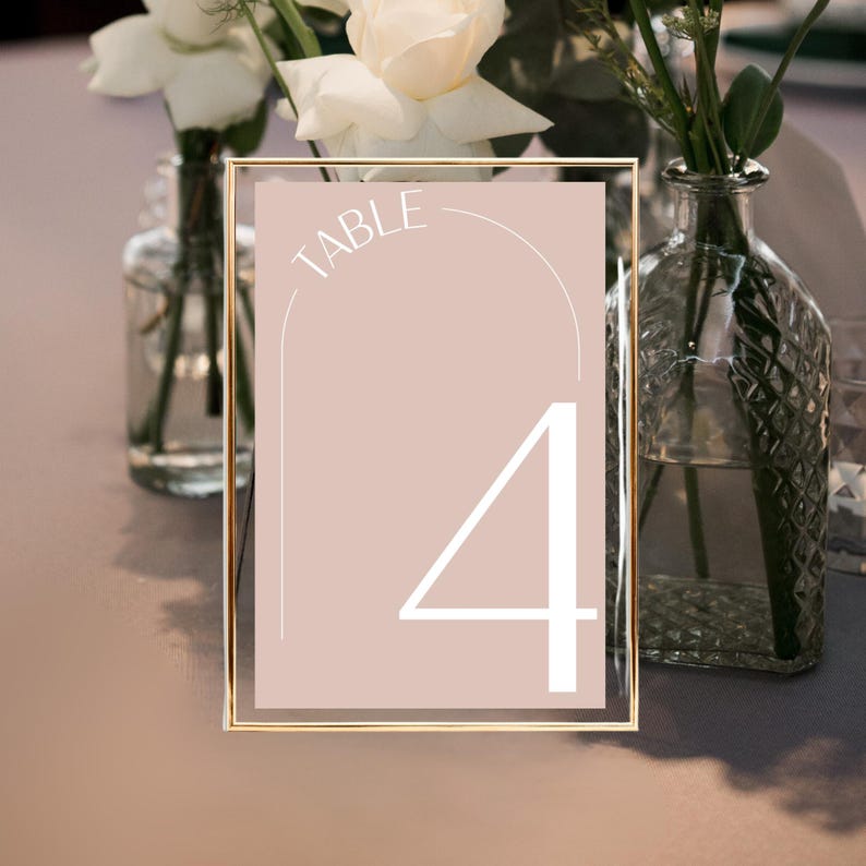 Dusty Pink Modern Printable Table Number , Simple Number, Table ...