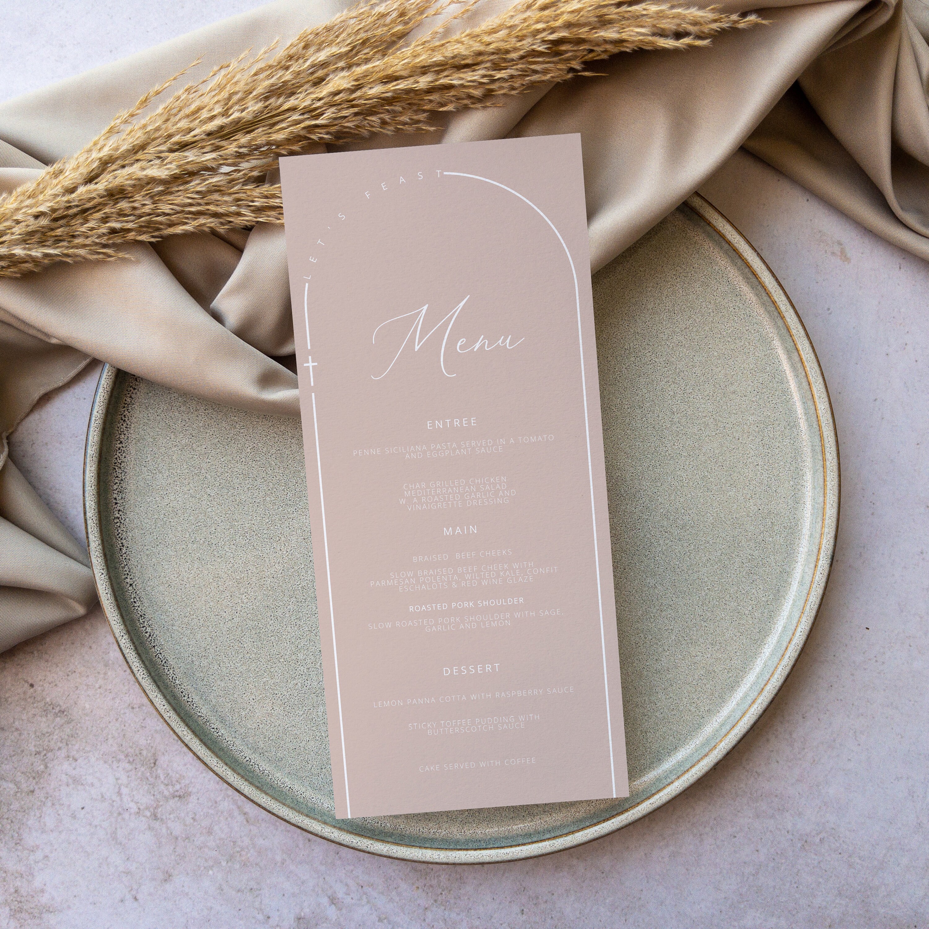 Pink Menu Template Add Guest Names, Modern Wedding Place Card Dinner ...