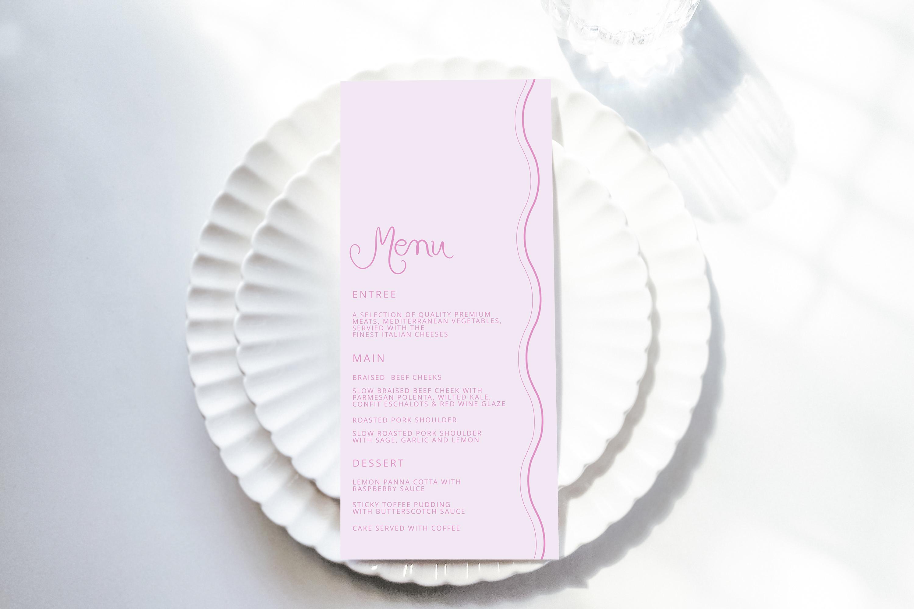Lilac Baptism Menu, Purple Christening Menu, Religious Menu for Baptism ...