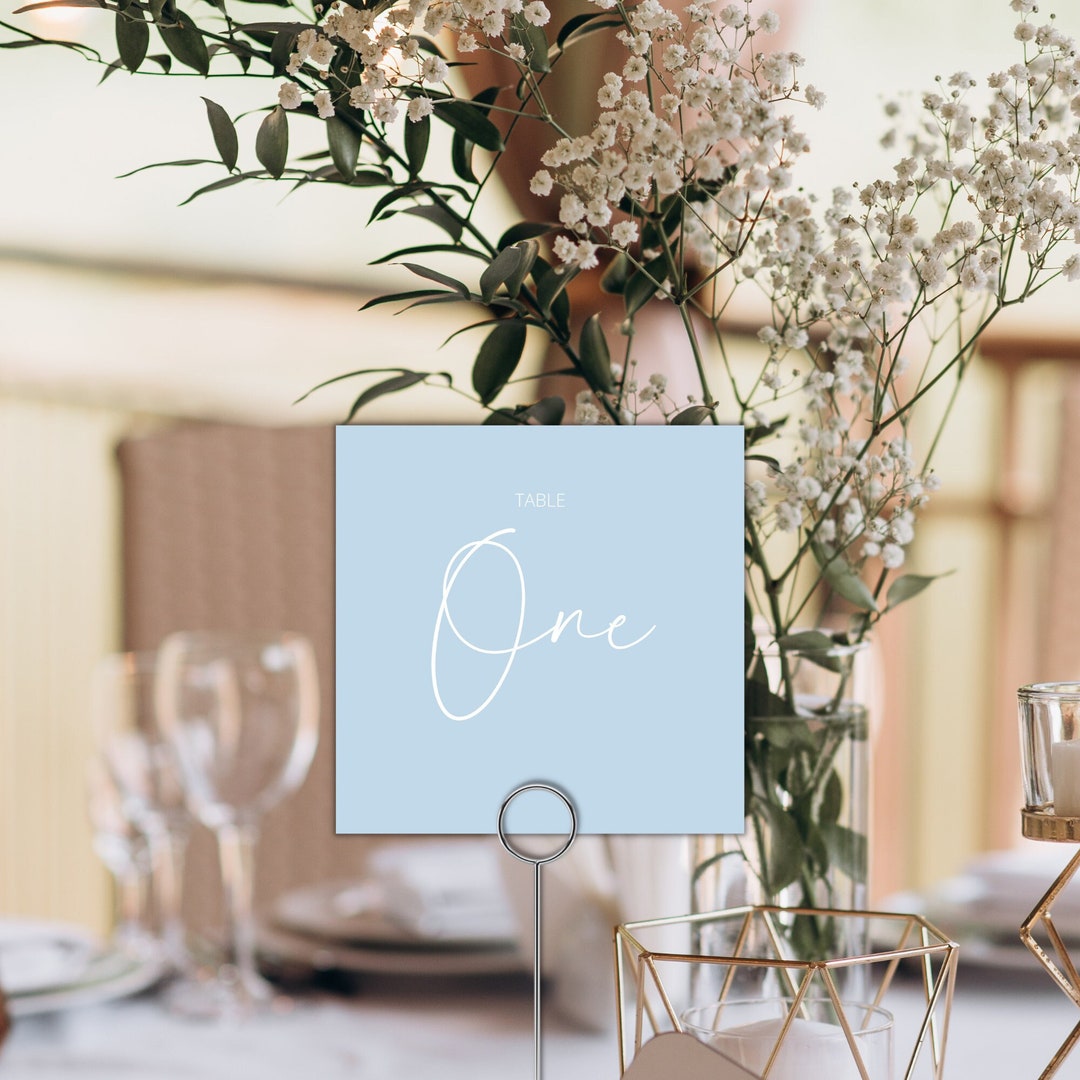 Light Baby Blue Printable Table Number , Simple Number, Table ...