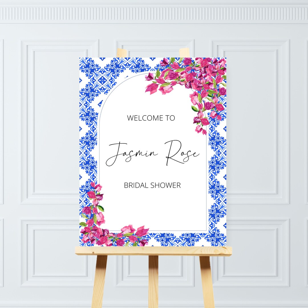 Mediterranean Welcome Sign Bridal Santorini Blue Tiles - Etsy