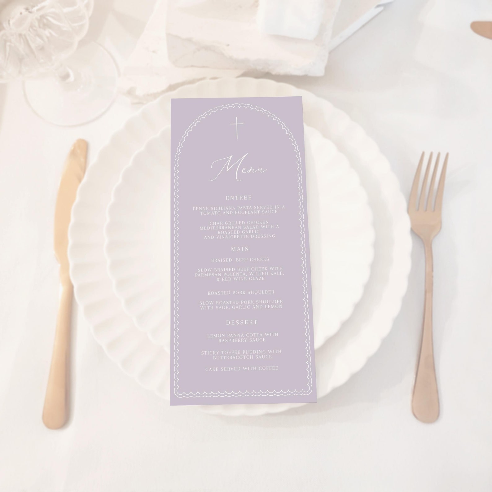 Lilac Baptism Menu, Purple Christening Menu, Religious Menu for Baptism ...