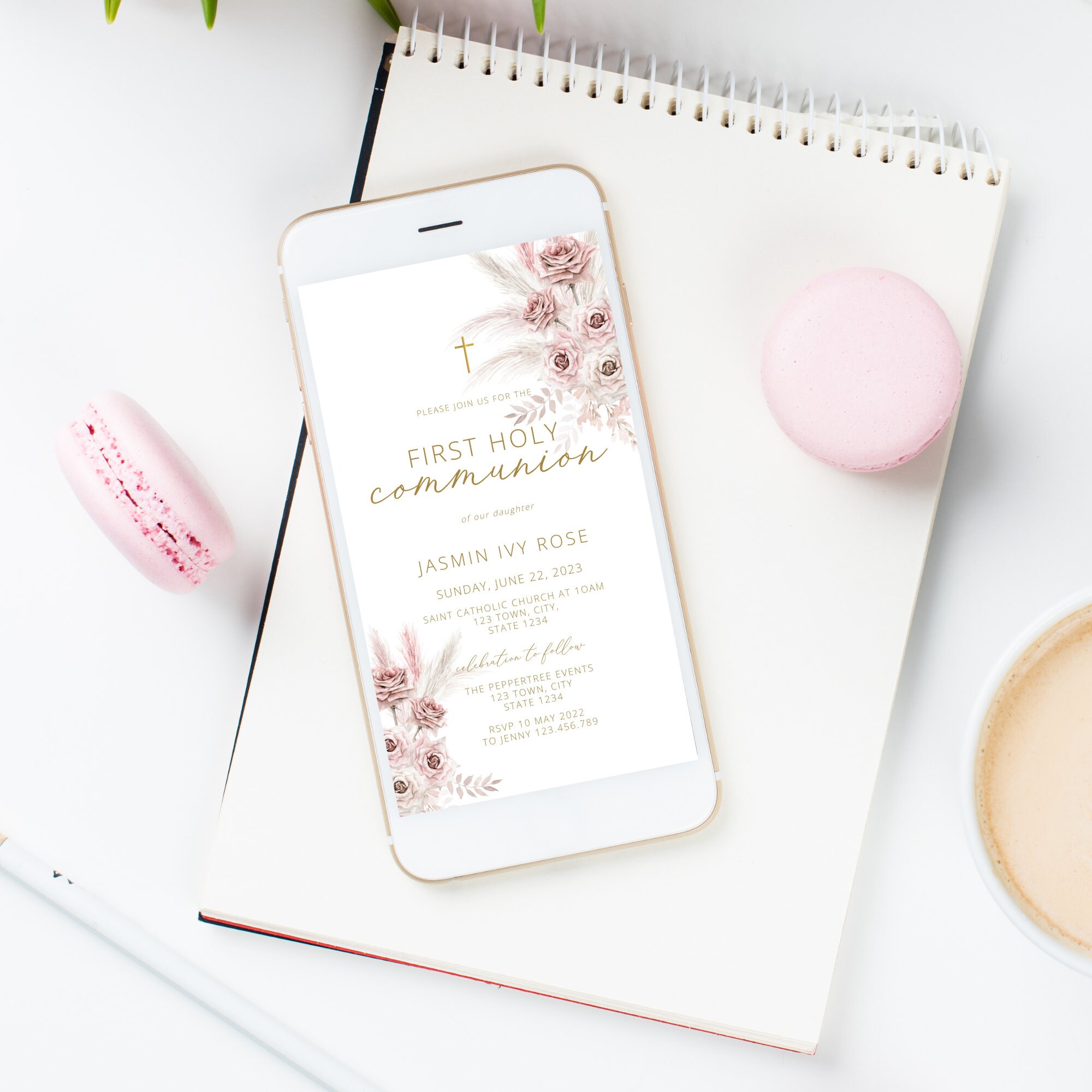 Holy Communion Invitation Template Printable Baptism Invite - Etsy